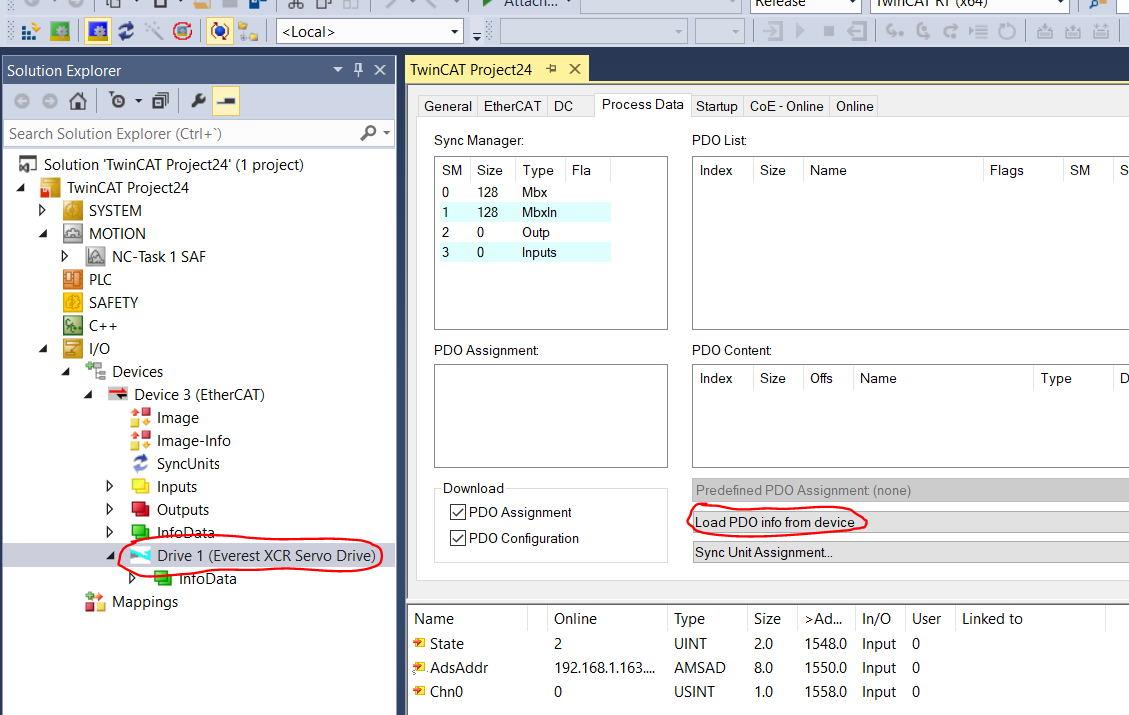 EtherCAT PDO Mapping