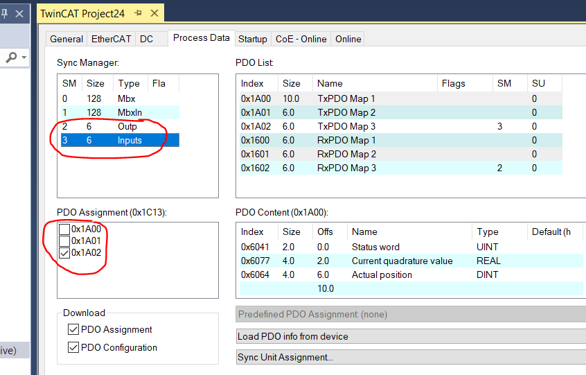 EtherCAT PDO Mapping