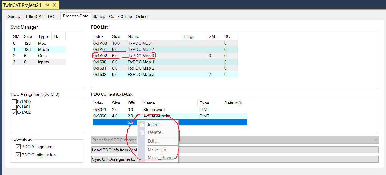EtherCAT PDO Mapping