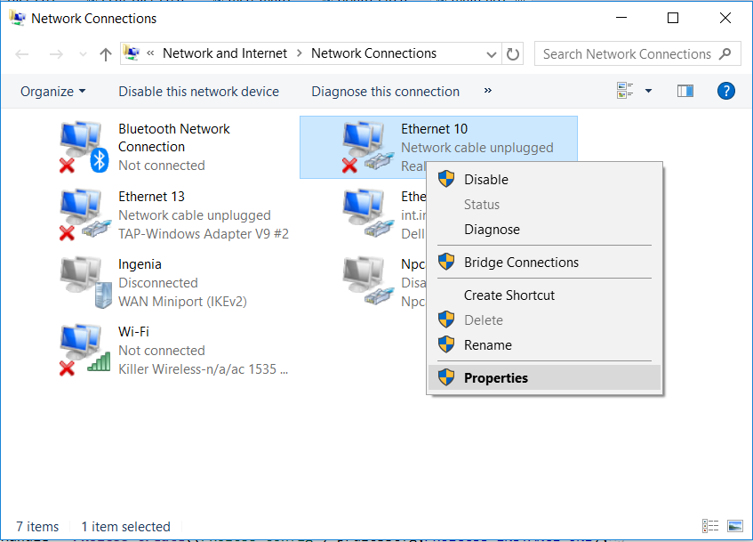 Configuring adaptor for Ethernet connection