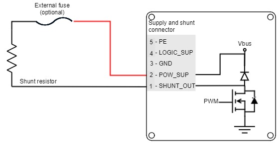 Motor and shunt braking resistor