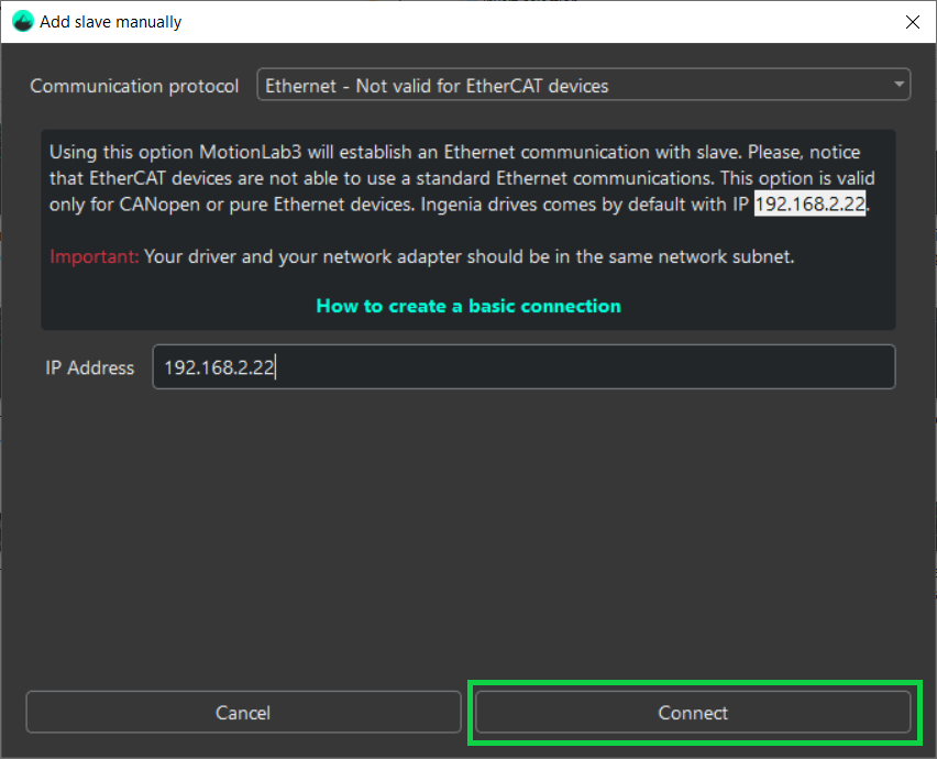 Connect PC and servo drive