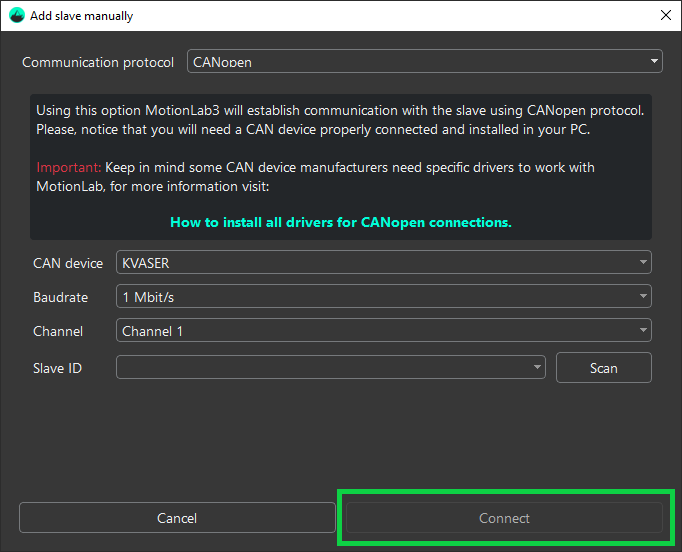 Connect PC and servo drive