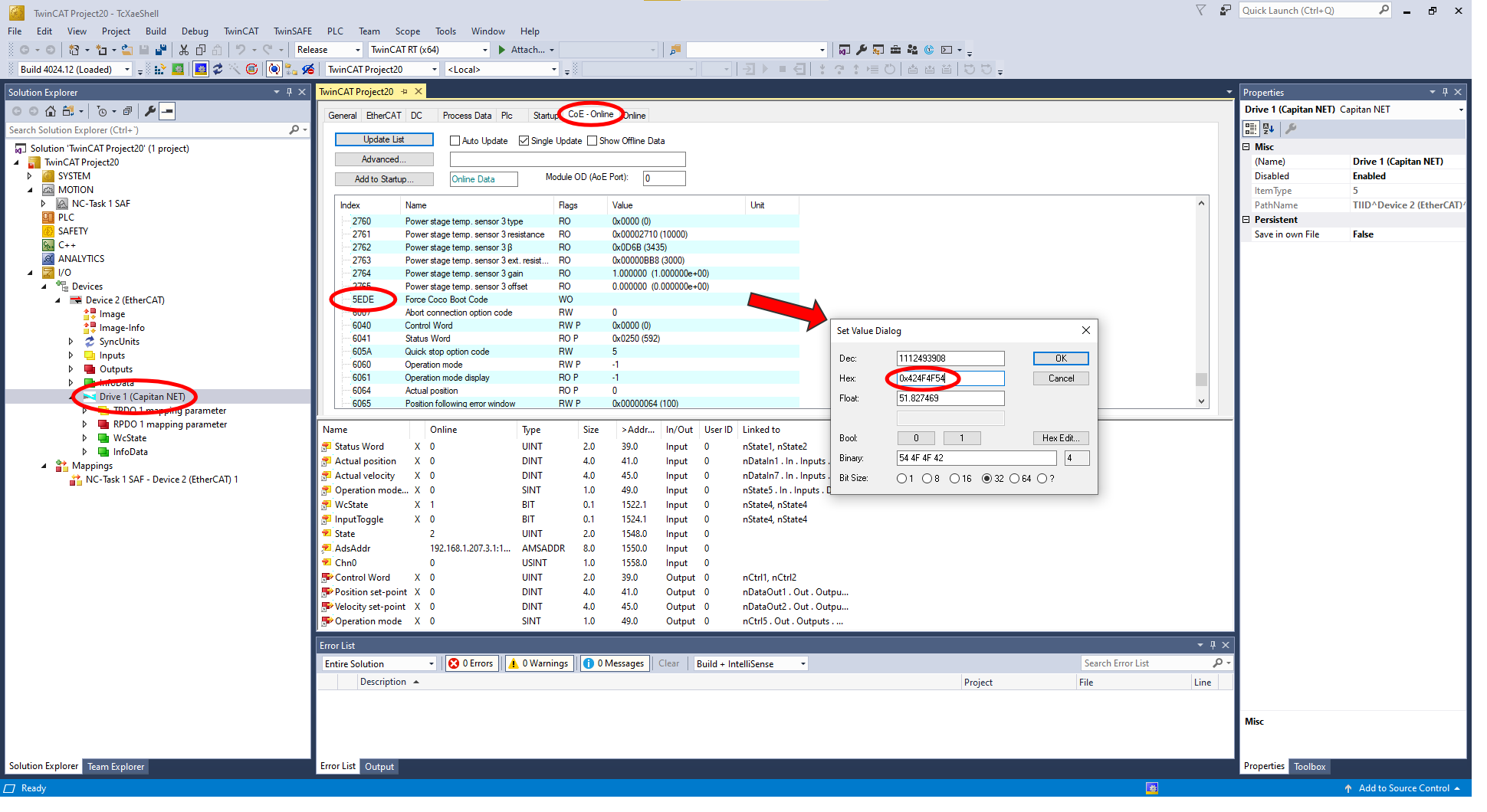 Updating DEN-NET-E (EtherCAT option)