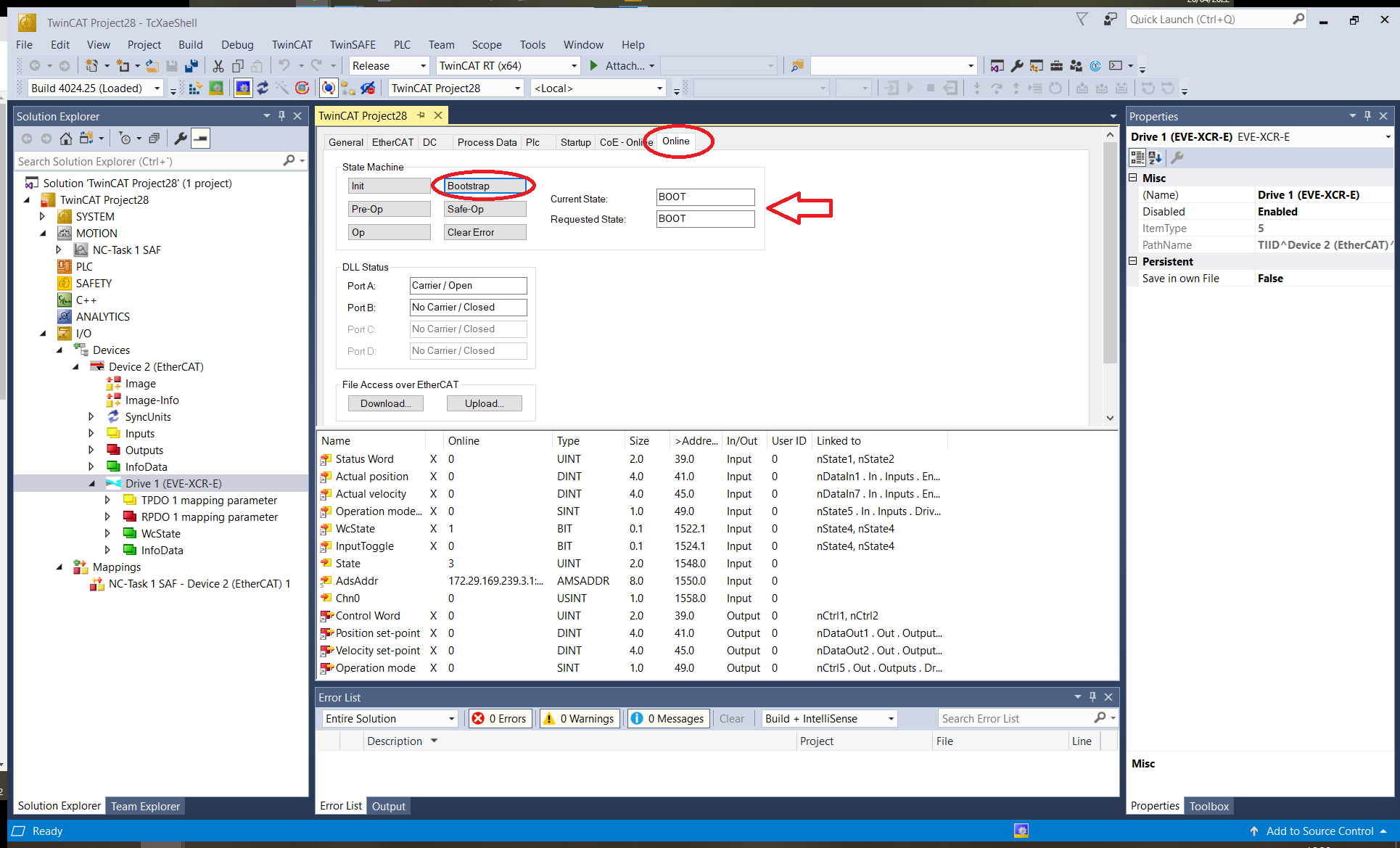 Firmware update through EtherCAT (FoE)