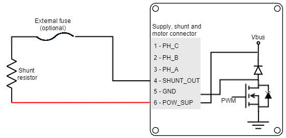 Motor and shunt braking resistor