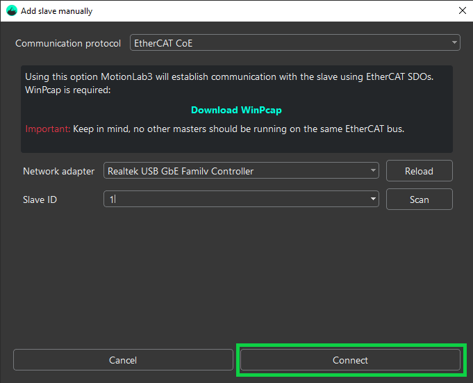 Connect PC and servo drive