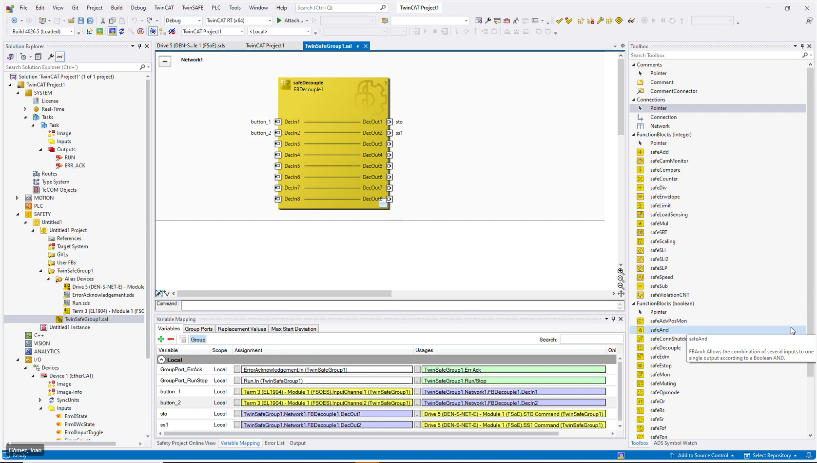 Setting up an FSoE application with TwinCAT