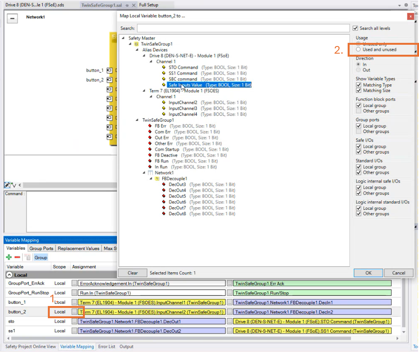 Setting up an FSoE application with TwinCAT